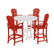 POLYWOOD Palm Coast 5-Piece Round Farmhouse Bar Set - Sunset Red ...
