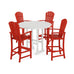POLYWOOD Palm Coast 5-Piece Round Farmhouse Bar Set - Sunset Red ...